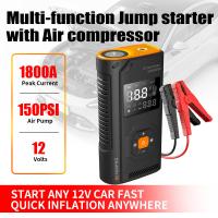 China 8000mah 10000mah 12000mah Portable Tire Inflators 12v Car Jump Starter Kit With Led Lights Battery Powered for sale