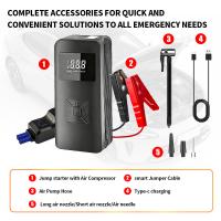 China 12V Emergency Battery Booster Air Compressor 7200mAh Intelligent Portable Jump Starter Pack for sale