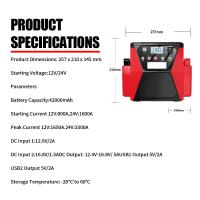 China 24v Truck Jump Starter Pack Portable Car Emergency Battery Booster Tire Inflators 12V 24V 58000Amp 64000mAh Battery for sale