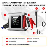 China Car Jump Starter With Air Compressor Flashlight 24v Truck Jump Starter 64000mAh Vehicle Start Power Supply 12V 24V for sale