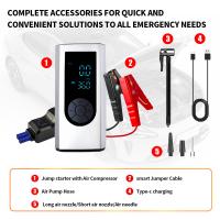 China Portable Car Air Compressor For Tires 12V 150psi Digital Rechargeable Car Battery Charger Jump Starter Led Display for sale