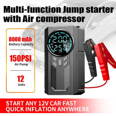 China Vehicle Jump Starter With Tyre Inflator 150 PSI Air Pump Compressor Emergency Starter Pack Battery Booster for sale