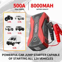 China 6000mAh 7200mAh 8000mAh Multi Functional Jump Starter Lithium Battery High Power Car Battery Jump Starter Smart Digital Portable Emergency Car Battery Jump Starter with LED Light, Warning Light & SOS for sale
