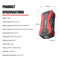 China 6000mAh 7200mAh 8000mAh Multi Functional Jump Starter Lithium Battery High Power Car Battery Jump Starter Smart Digital Portable Emergency Car Battery Jump Starter with LED Light, Warning Light & SOS for sale