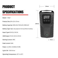 China Portable Emergency Car Battery Jump Starterwith Rechargeable Design, LED Light, Warning Light & SOS Diesel Gasoline Automobile Jump Starters 22.2Wh 26.64Wh 29.6Wh Emergency Start Power Supply for sale