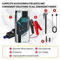 China Smart Digital Portable 1000A Peak Current Jump Starter and 150 PSI Max Pressure Tire Inflator with 6400mAh Battery for sale