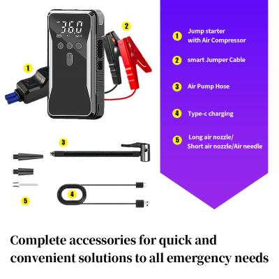 China Emergency Jump Starter and Air Compressor All-in-One , 12V Car Battery Booster , Multi-function Vehicle Power Bank for sale