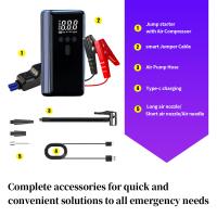 China Portable Car Jump Starter with Air Compressor Multi-Function Emergency Power LED Light for Dead Battery for sale