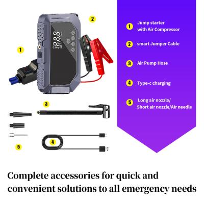 China Powerful 1000A Car Jump Starter with 150PSI Air Compressor , 6 in 1 Emergency Booster Pack for All 12V Vehicles for sale