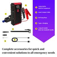 China 16000mAh 6-in-1 Portable Car Jump Starter with Air Compressor, 150PSI Tire Inflator, Power Bank and LED Flashlight for 12V Vehicles for sale