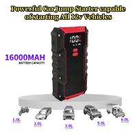 China 16000mAh 6-in-1 Portable Car Jump Starter with Air Compressor, 150PSI Tire Inflator, Power Bank and LED Flashlight for 12V Vehicles for sale