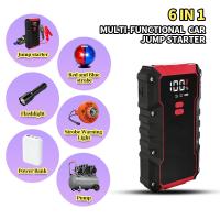 China 16000mAh 6-in-1 Portable Car Jump Starter with Air Compressor, 150PSI Tire Inflator, Power Bank and LED Flashlight for 12V Vehicles for sale