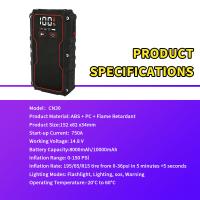 China Portable 6-in-1 Jump Starter with Air Compressor 150PSI Tire Inflator Power Bank LED Flashlight SOS 12V Car Battery Booster for All Gas Vehicles for sale
