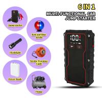 China Portable 6-in-1 Jump Starter with Air Compressor 150PSI Tire Inflator Power Bank LED Flashlight SOS 12V Car Battery Booster for All Gas Vehicles for sale