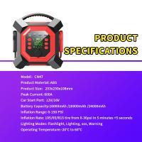 China 24000mAh Portable Car Jump Starter with 150PSI Digital Display Air Compressor and 1000A Instant Current for 12V Vehicles for sale