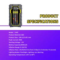 China HIGH-POWER 8000mAh 12V Car Jump Starter with 150PSI Air Compressor Pump, 6-in-1 Multi-Function Power Bank, Flashlight, SOS & Jump Cables for All 12V Vehicles for sale