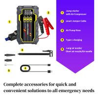 China HIGH-POWER 8000mAh 12V Car Jump Starter with 150PSI Air Compressor Pump, 6-in-1 Multi-Function Power Bank, Flashlight, SOS & Jump Cables for All 12V Vehicles for sale