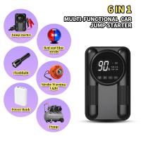 China 8000mAh 6-in-1 Car Jump Starter Air Compressor Pump 12V Portable Power Bank with Digital Display, Flashlight, SOS for Vehicles up to 6.0L for sale