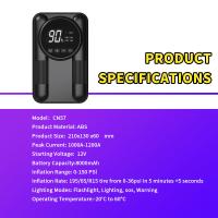 China 8000mAh 6-in-1 Car Jump Starter Air Compressor Pump 12V Portable Power Bank with Digital Display, Flashlight, SOS for Vehicles up to 6.0L for sale