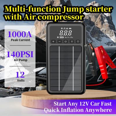 China Multi-Function Car Jump Starter with Air Compressor, 1000A Peak, 140PSI Air Pump, 12000mAh Portable Power Bank, LED Flashlight, SOS Light for 12V Vehicles for sale