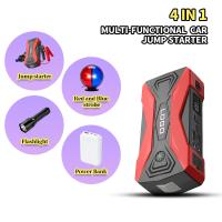 China Multi-Function 12V 8000mAh 500A Peak Car Jump Starter with Air Compressor, Power Bank, Flashlight, Emergency Strobe Light, Portable Battery Booster & Inflator for All 12V Vehicles for sale