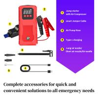 China 4-in-1 Emergency Jump Starter with Air Compressor, 8000mAh Power Bank, 500A Peak, 12V Car Battery Booster, Flashlight & Strobe Light for Vehicle Tire Inflation & Outdoor Use for sale