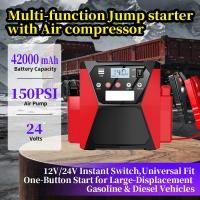 China 42000mAh 12V/24V Dual-Voltage Jump Starter with 150PSI Air Compressor for All Gas and Diesel Vehicles for sale