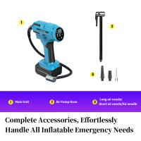China 21V Cordless Tire Inflator Portable Air Compressor 0-150 PSI With LCD Display for Car Bike Ball Air Mattress 3 Nozzles Type-C Charging for sale