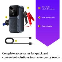 China 12000mAh Car Jump Starter with 1000A Peak Current and Built-in Air Compressor for 12V Vehicles for sale