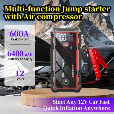 China 4-in-1 6400mAh 12V Multi Functional Jump Starter with Air Compressor, Power Bank & LED Strobe Light for sale
