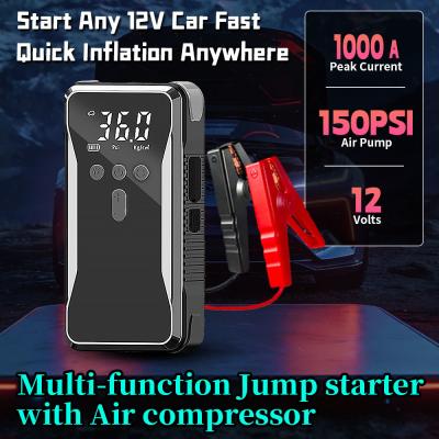 China 1000A Peak Current 12V Car Jump Starter with 150PSI Air Compressor and Digital LED Display for sale