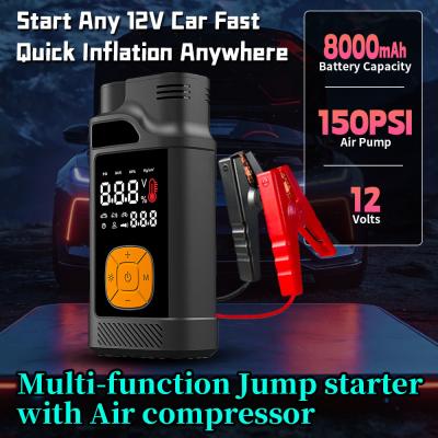 China 8000mAh Jump Starter with 150 PSI Tire Inflator and Multi-Lighting System Emergency Kit for sale