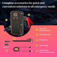 China 750A 10000mAh 150PSI Multi Functional Car Jump Starter with Air Compressor & LED Flashlight for sale