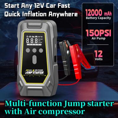 China 1000A Peak Current Car Jump Starter with 150PSI Air Compressor and 12000mAh Power Bank for sale