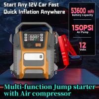 China 53600mAh Jump Starter with 150PSI Air Compressor and 6000A Peak Current for Emergency Power Pack for sale