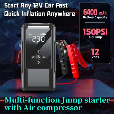 China 6-in-1 Multi-Functional Jump Starter with 150PSI Air Compressor and 6400mAh Battery - Portable Car Battery Booster for sale