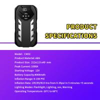 China 8000mAh 12V Portable Car Jump Starter with Integrated Tire Inflator and Air Compressor Kit for sale