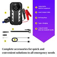 China 8000mAh 12V Portable Car Jump Starter with Integrated Tire Inflator and Air Compressor Kit for sale