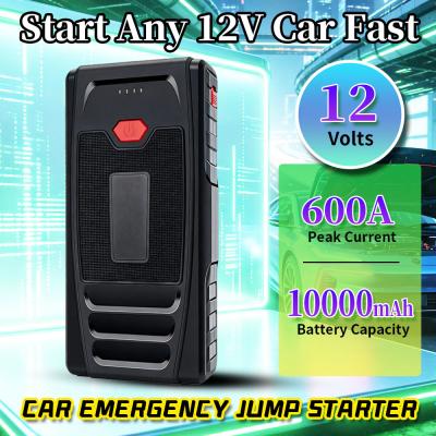 China 10000mAh 12V Portable Jump Starter with 600A Peak Current for Emergency Vehicle Charging and USB Power Bank for sale