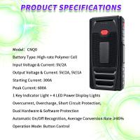 China 10000mAh 12V Portable Jump Starter with 600A Peak Current for Emergency Vehicle Charging and USB Power Bank for sale