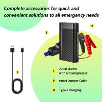 China Digital Car Jump Starter with 6000mAh–8000mAh High-Rate Polymer Battery Supports Up to 6.0L Engines and Integrated Air Pump for sale