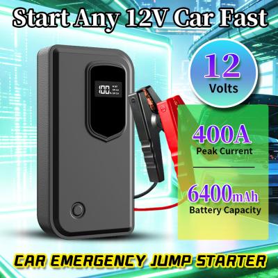 China Compact 12V Car Emergency Jump Starter 6400mAh Lithium Booster with LED Flashlight & Power Bank for sale