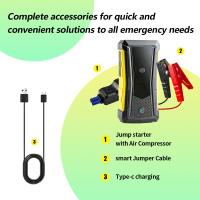 China 1200A Peak Current Emergency Jump Starter with 12000mAh Battery Capacity and Built-in Air Compressor for sale