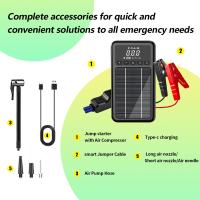 China Solar 1000A Peak Current Multi-Function Jump Starter with 150PSI Air Compressor and High-Rate Polymer Ternary Lithium Battery for sale