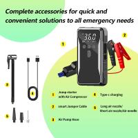 China 1000A Peak 12V Multi-Function Jump Starter with 150PSI Digital Air Compressor for Emergency Vehicle Starting and Tire Inflation for sale