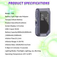 China Portable Multi-Purpose Jump Starter with 1000A Peak Current 150PSI Digital Air Compressor and High-Rate Polymer Lithium Battery for sale