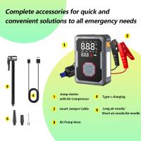China Upgraded 2025 2400A Peak Current Multi Functional Jump Starter Pack With Built-In Tire Inflator And 3.2 Inch LCD Screen for sale