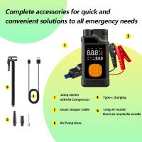 China Portable 8000mAh Multi Functional Jump Starter with 150 PSI Air Inflator and 1200A Peak Current for sale