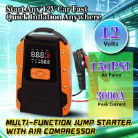 China Heavy-Duty 20000mAh Jump Starter With 150 PSI Air Pump And 3000A Peak Current For Emergency Vehicle Charging for sale