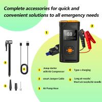 China 12000mAh Multi Functional Jump Starter with Built-In Tire Pump and LED Flashlight for Emergency Car Starting for sale